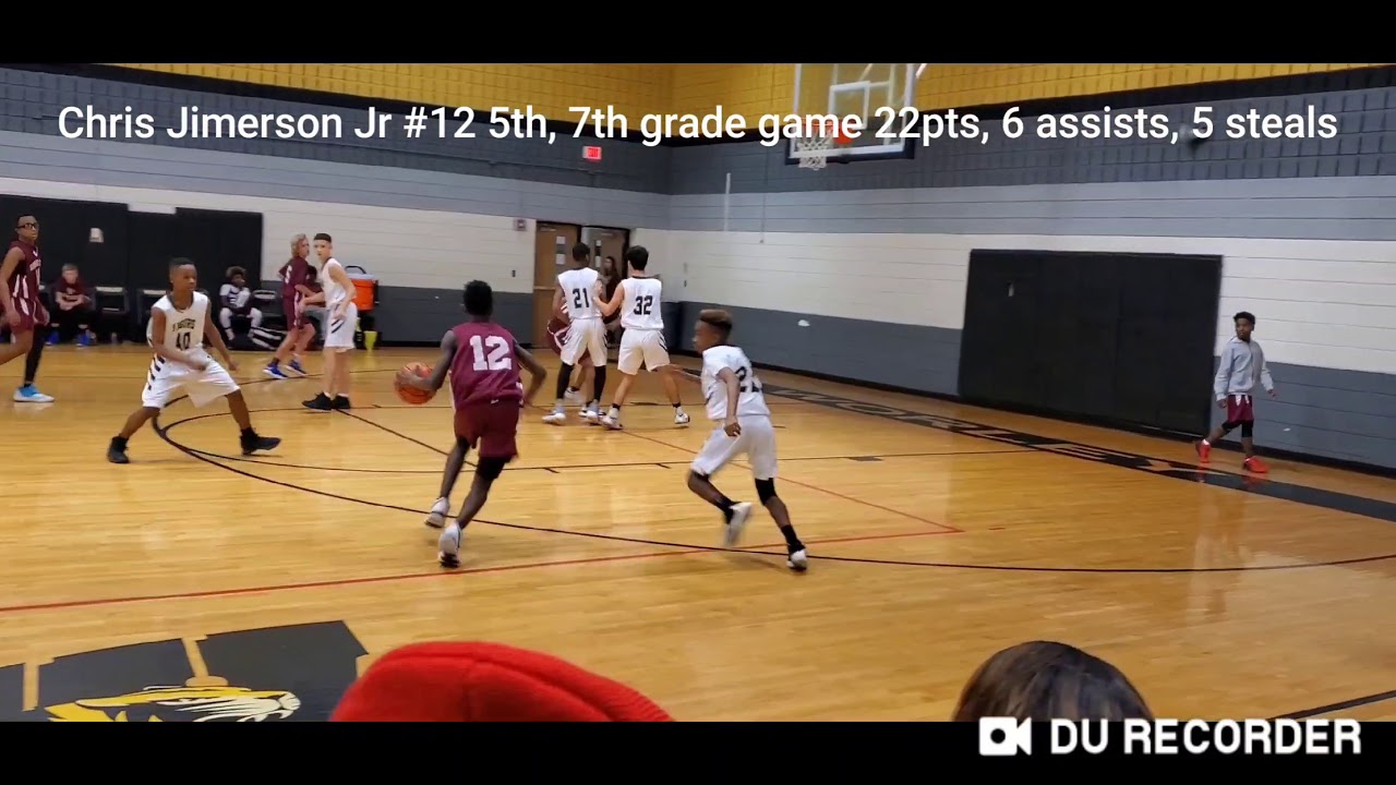 C/O 2025 Chris Jimerson Jr #12 5th, 7th grade basketball game 22pts, 6 ...