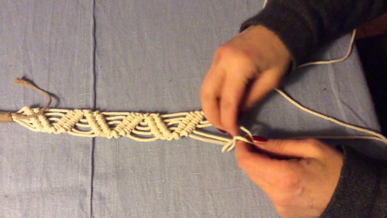 Makraméskola, halvslag till väggampel - YouTube