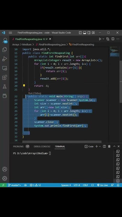 #find #first #repeating #element in #array || JAVA|| Array||Medium||06 ...