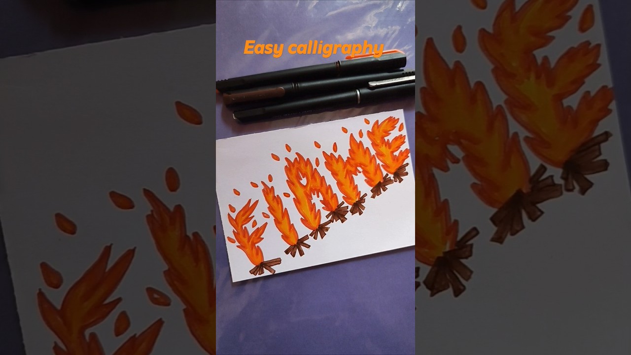 Easy calligraphy flame 🔥 #calligraphy #art #shorts - YouTube