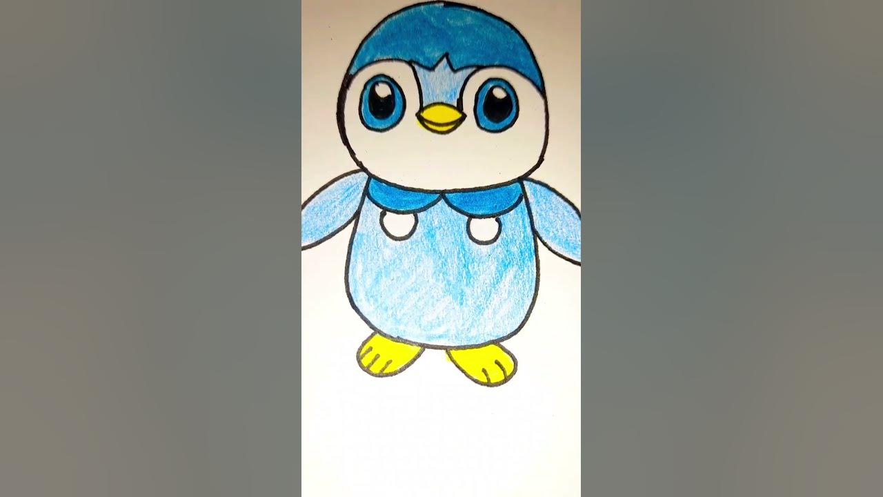 How to Draw Pokémon Easy/Piplup/Step by Step Drawing with Colours/Easy ...