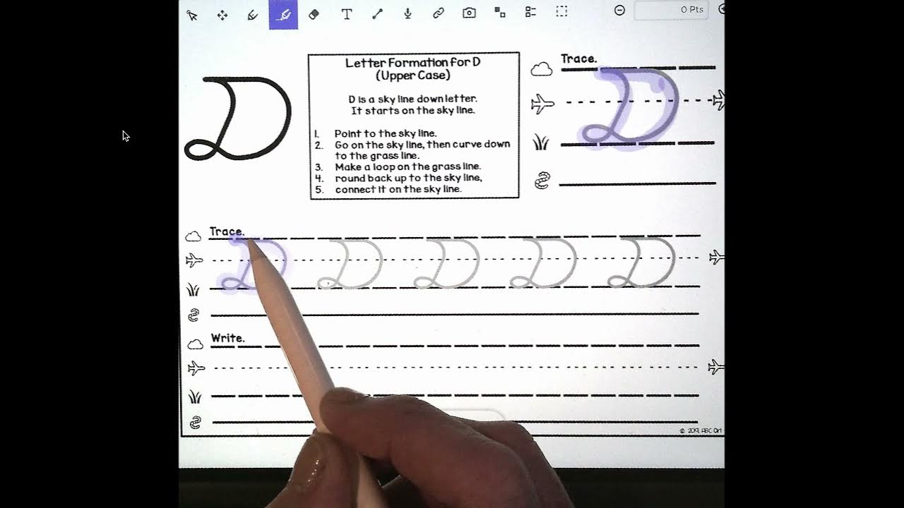 D Upper Case - Wilson Cursive - YouTube