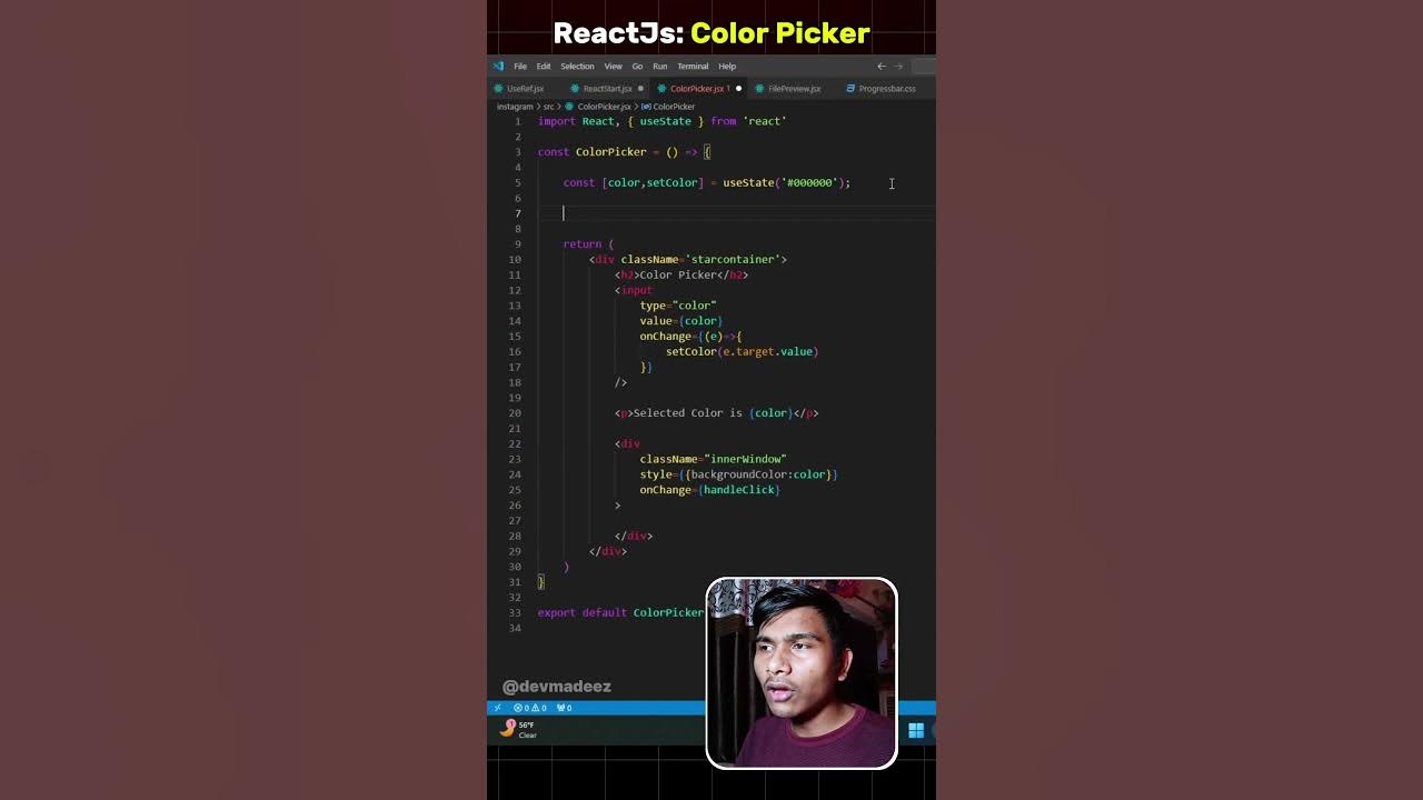 Color Picker in ReactJs!! 🔥#react #coding - YouTube