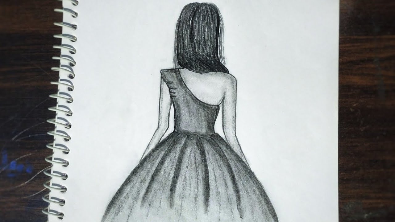 How To Draw a Girl With Back Pose || By Charcoal Pencil #arttutorial # ...