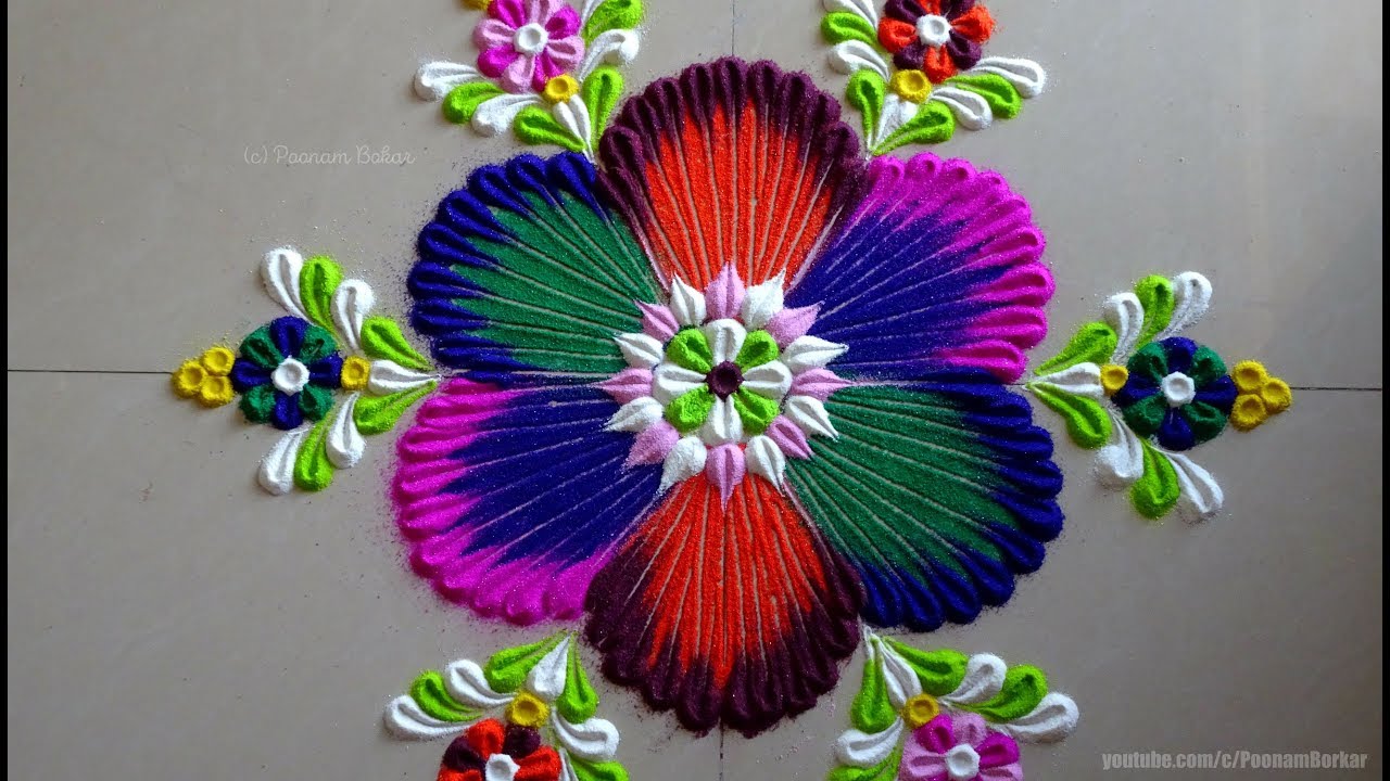 Small and easy rangoli for beginners | Rangoli by Poonam Borkar - YouTube