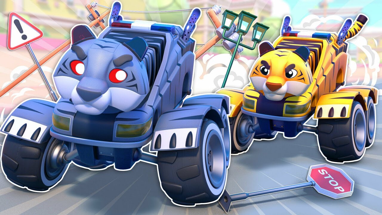TIGER POLICE CAR EVIL TWIN is destroying everything! Stop him, RESCUE ...