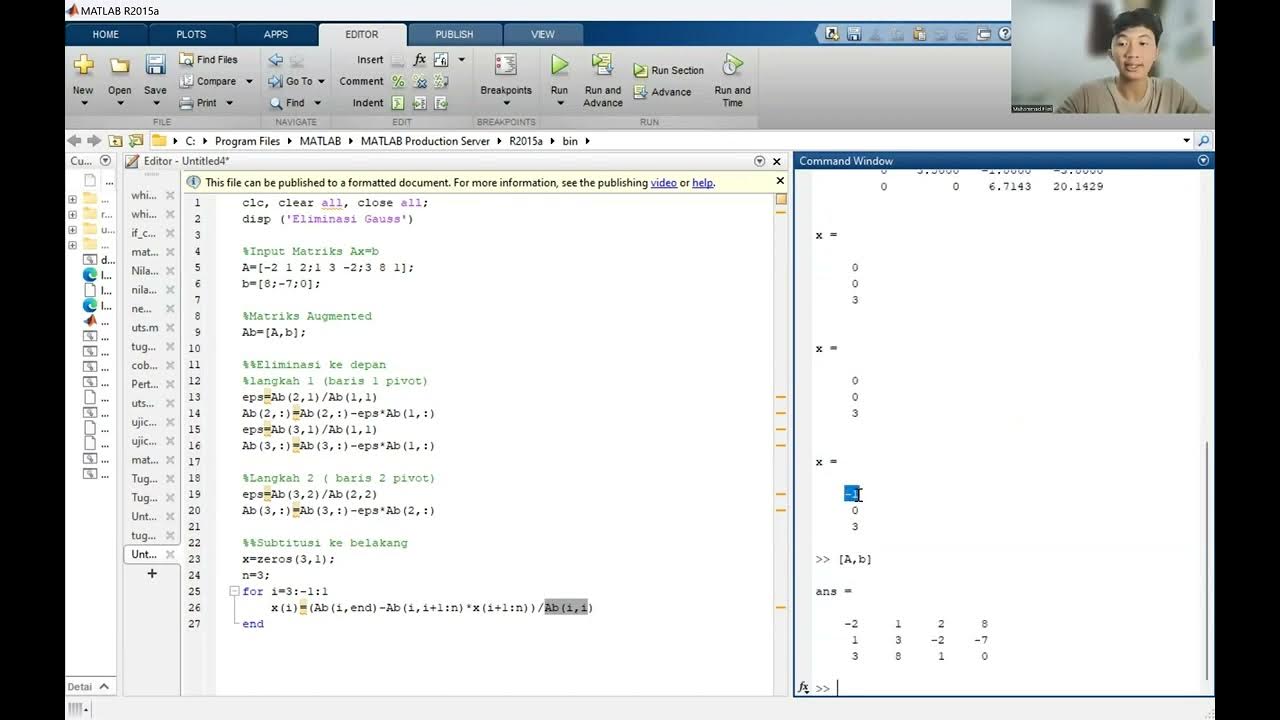 Matlab | Metode Eliminasi Gauss - YouTube