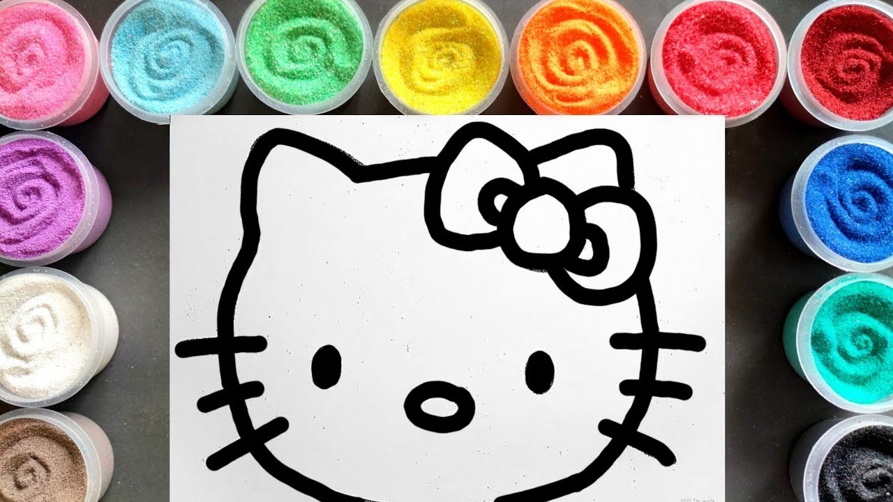 Coloring Hello Kitty Sand Painting | Mewarnai Gambar Hello Kitty dengan ...