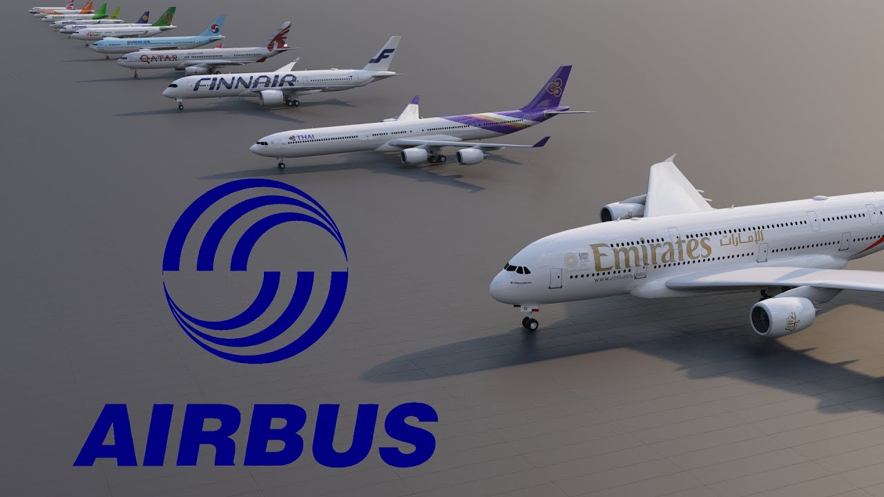 Airbus Fleet LineUp (3D) - YouTube