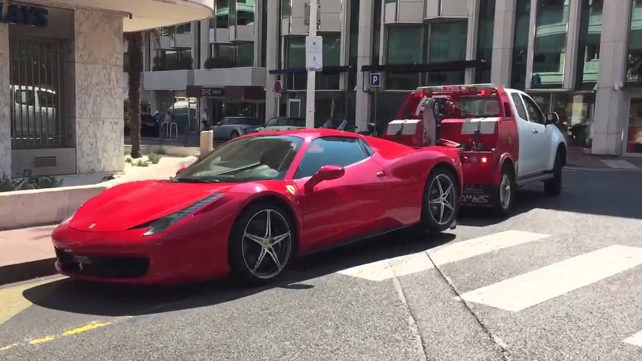 Ferrari Being Towed In Cannes - YouTube