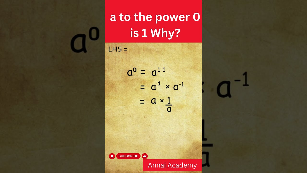 A To The Power 0 Is 1 Why Annai Academy YouTube A To The Power 0 Is 1 Why Annai Academy YouTube