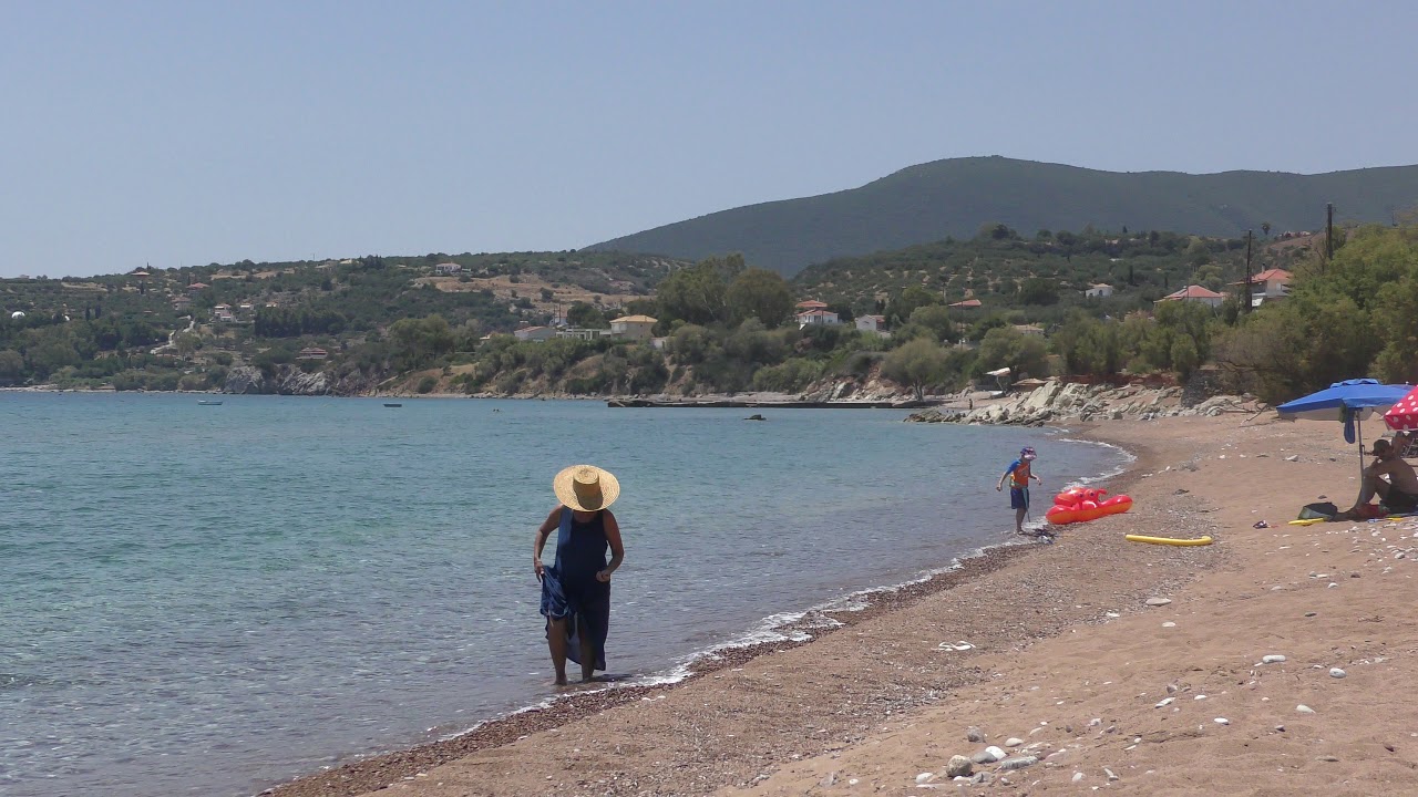 Views of Memi beach, immediately south of the town of Koroni, Messinia ...