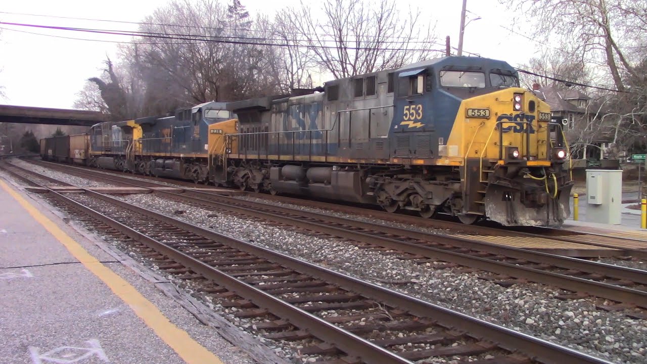 [4K] 2-12-22 A loaded coal train with 3 CW44 on the point coming off ...