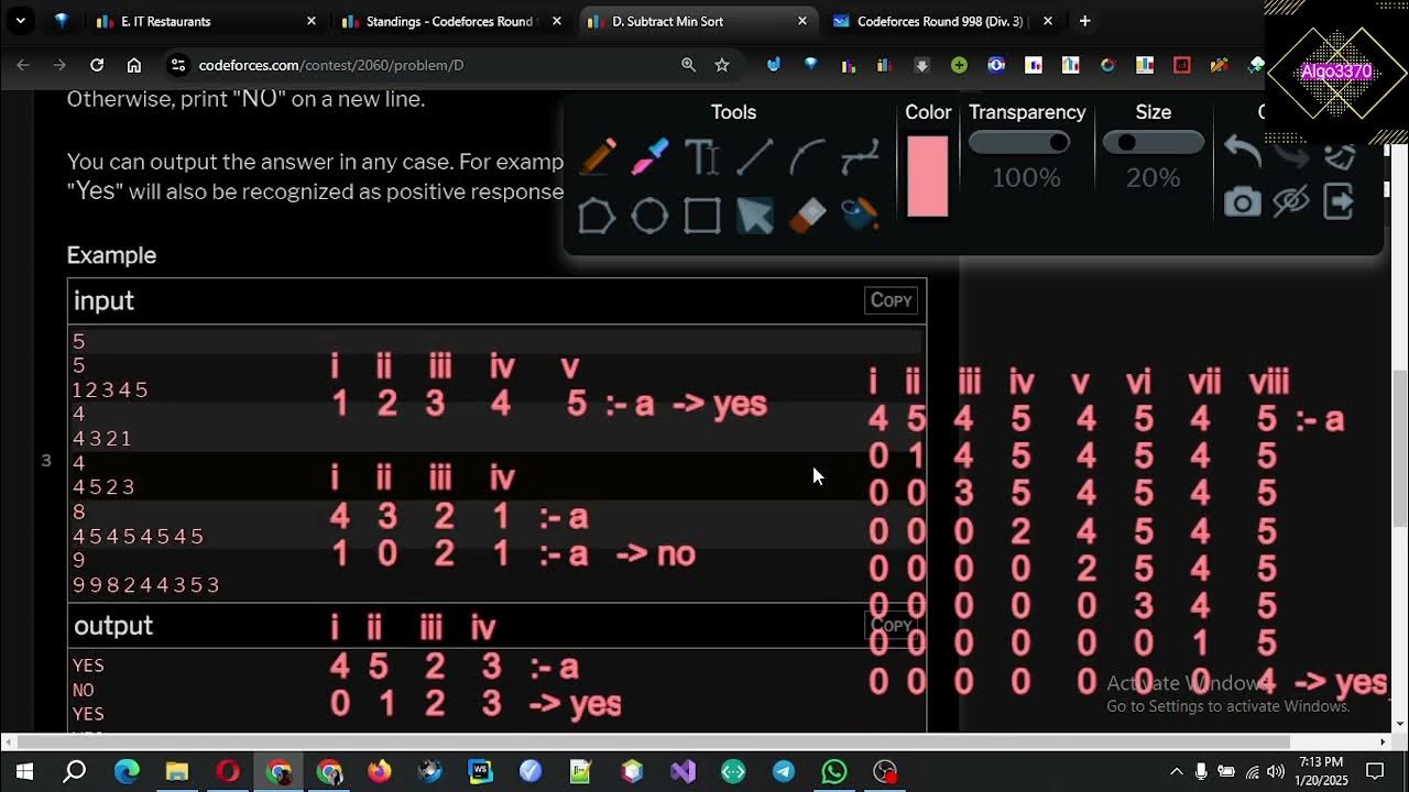 D. Subtract Min Sort | Codeforces Round 998 (Div. 3) | CP in Bangla | Java solution - YouTube