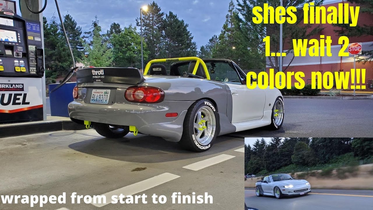2 Tone (Half Wrap) Vinyl Wrapping My Slammed NB Miata - YouTube