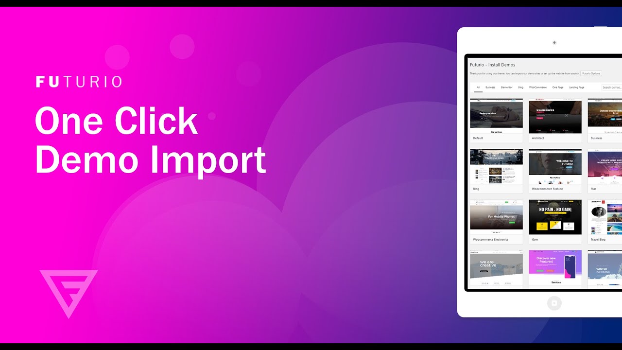 One Click Demo Import - Futurio Free WordPress Theme - YouTube