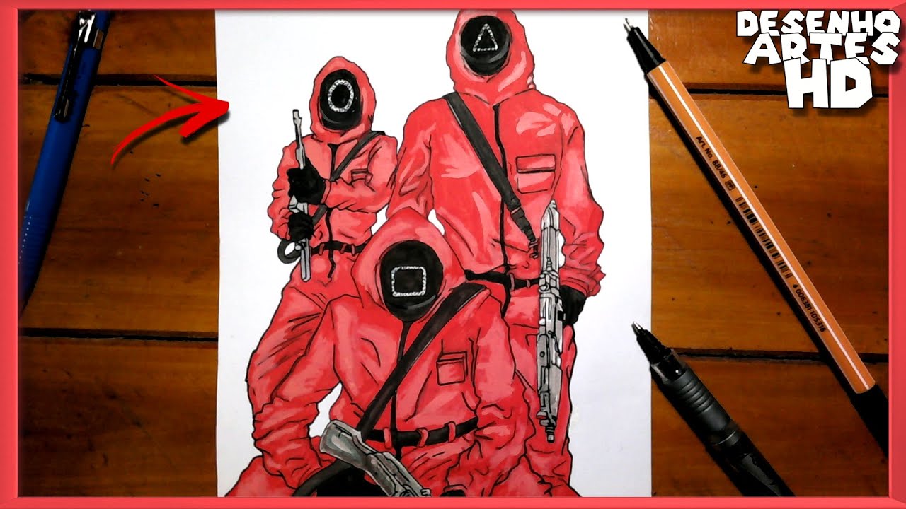 como desenhar os GUARDA RED da SERIE round 6 💯 - YouTube
