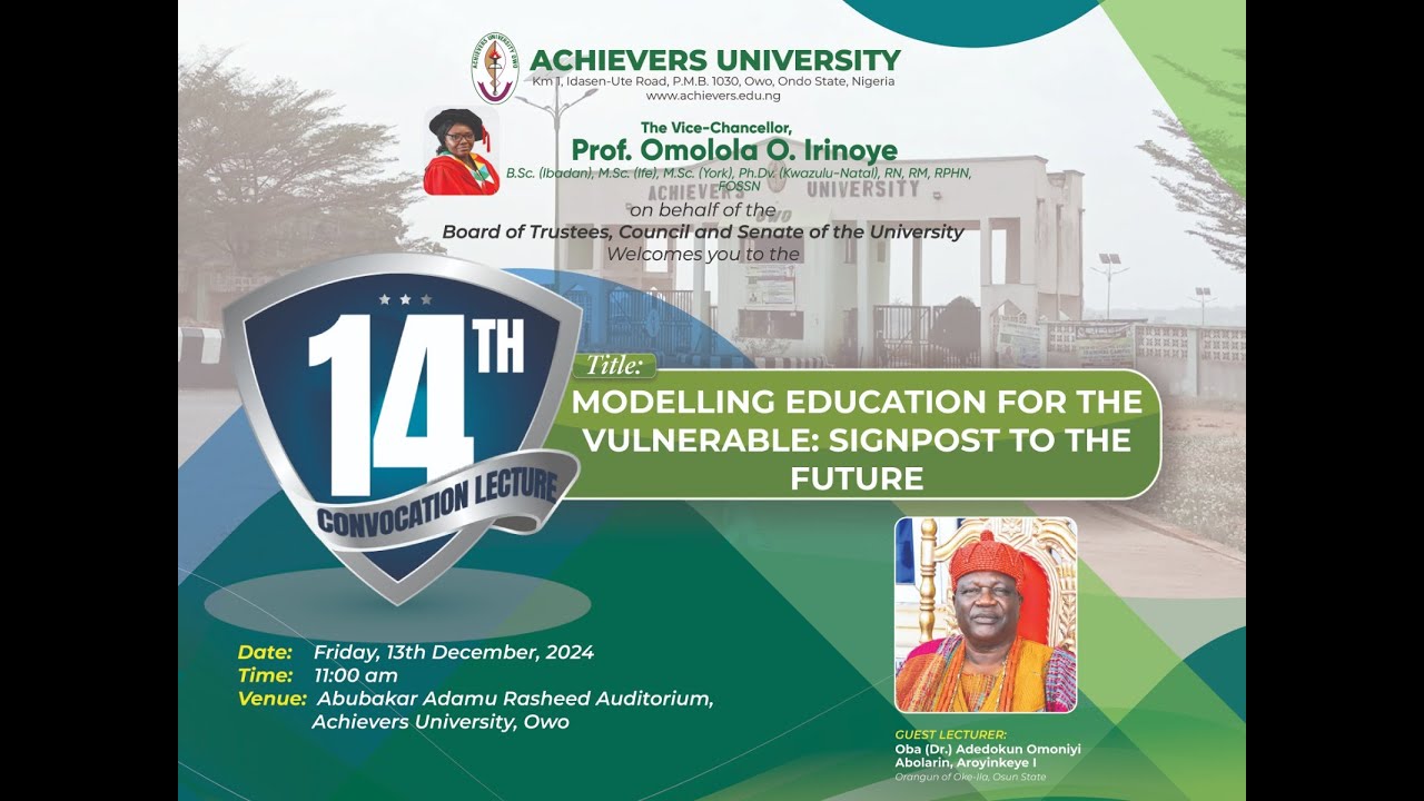 Achievers University - 14th Convocation Day 5 Convocation Lecture - YouTube