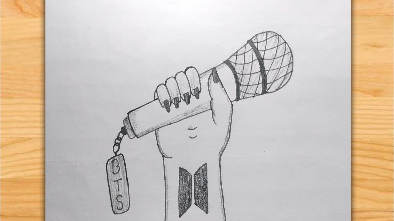Pencil Sketch Of BTS hand holding microphone | BTS Drawing - YouTube