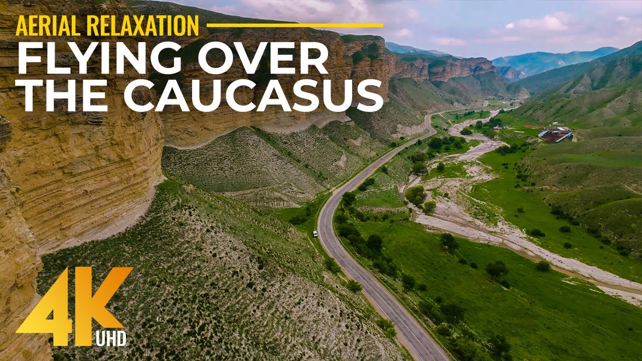 Flying over the Caucasus Mountains - 4K Aerial View of Scenic Landscapes of Eastern Caucasus ...