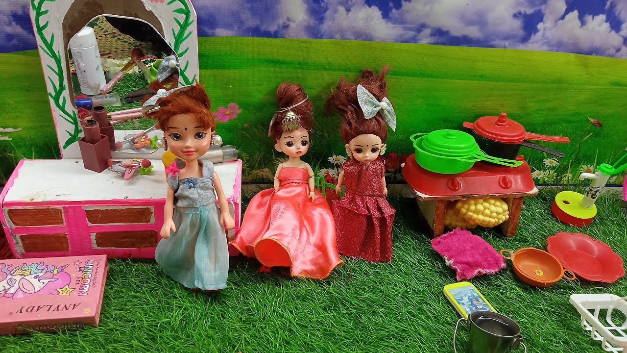Doll cartoon kitchen set/gaadi wala cartoon /mini kitchen set/Toy's ...