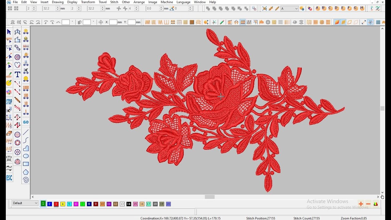 Making Floral Bunch Embroidery design in Emcad Dahao software - YouTube