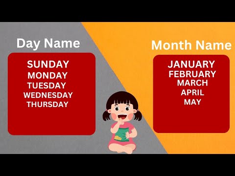 Days name and Months name with spelling।days name and Months name in ...