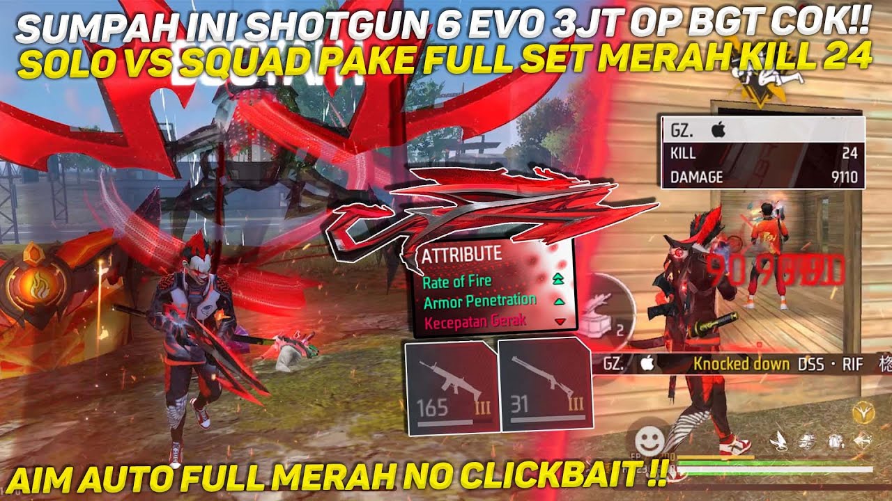 SUMPAH INI SG M1014 EVO 3JT OP BGT COK!! SOLO VS SQUAD FULL MERAH ...