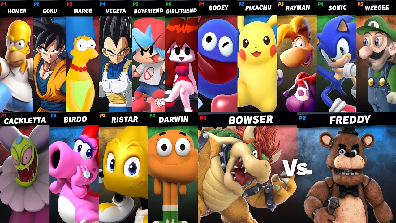 Sonic vs Rayman | Friday Night Funkin' vs Goku | Bowser vs Freddy ...