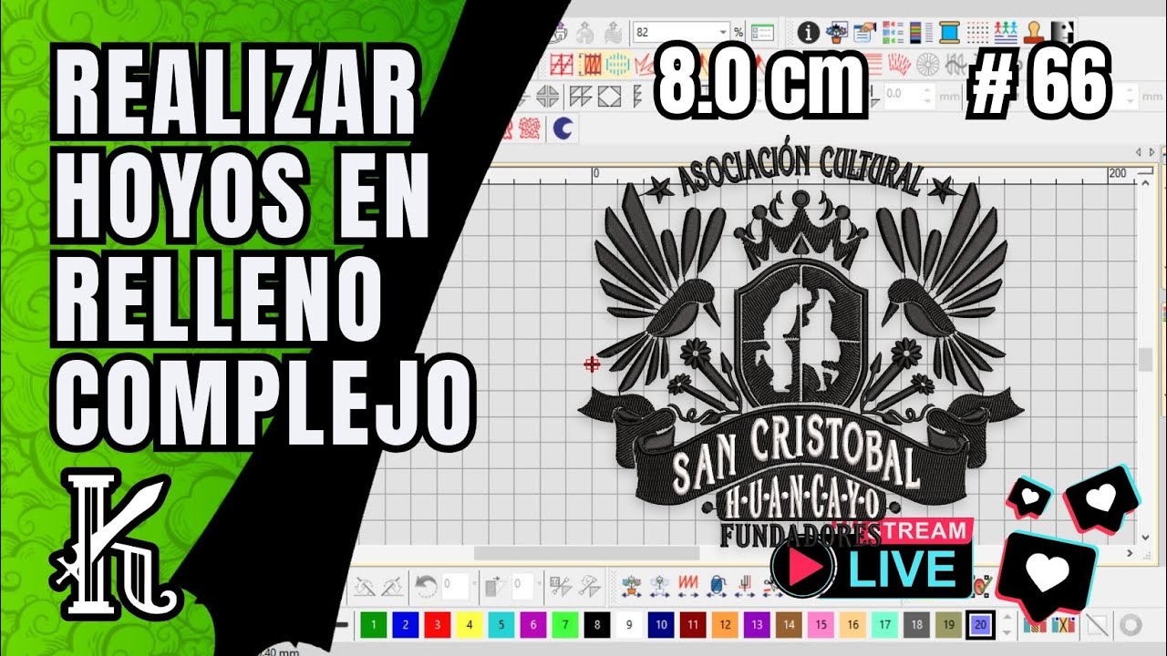 Hoyos en relleno complejo stream Letras Wilcom. - YouTube
