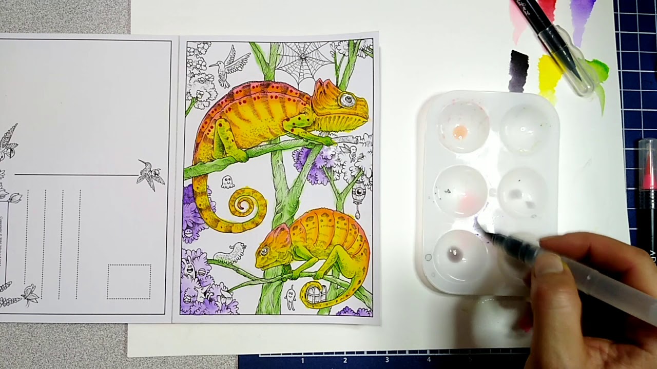 Animorphia postcard coloring only 6 colors - YouTube