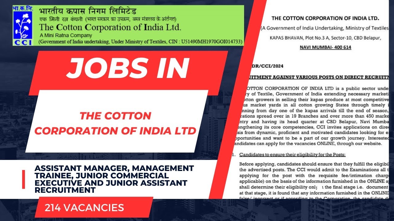The Cotton Corporation of India Limited CCIL Various Post Recruitment ...