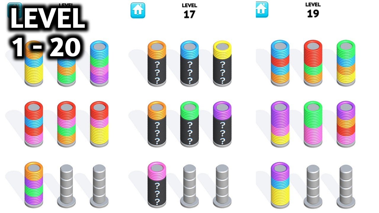 Slinky Sort Puzzle | Level 1 - 20 | Slinky Sort Puzzle Gameplay FHD ...