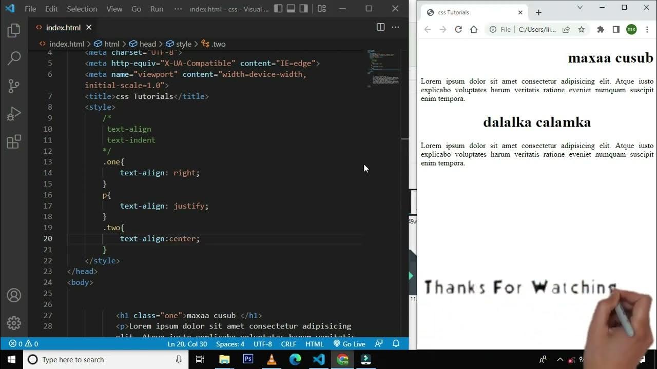cashirki 36 text-align iyo text-indent || html iyo Css - YouTube