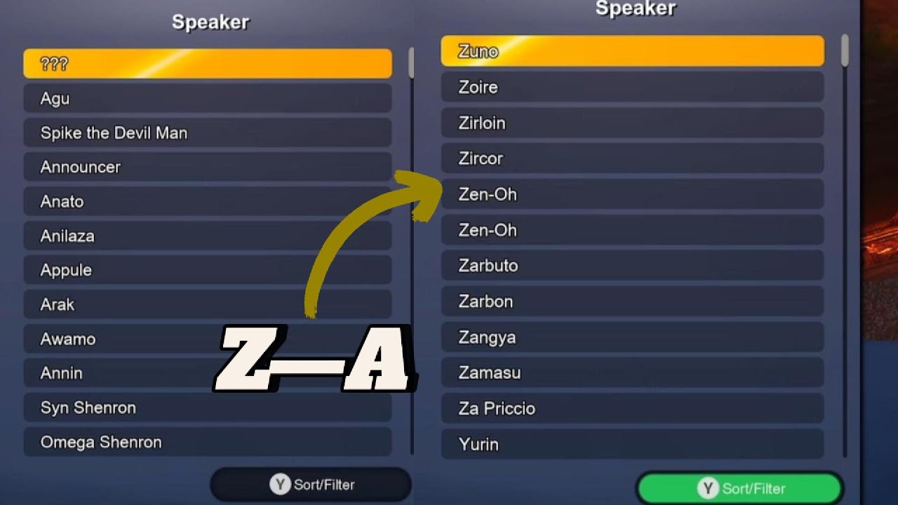 How to put Names and Dialogues in Alphabetical order in Custom Battle ...