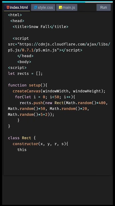 Create Snow Fall with HTML Canvas | HTML5 Canvas Tutorial #shorts #coding #JavaScript - YouTube