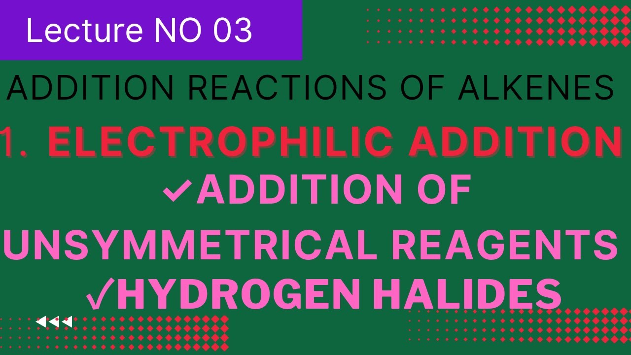 Addition of unsymmetrical reagents to alkenes ||Addition of hydrogen ...