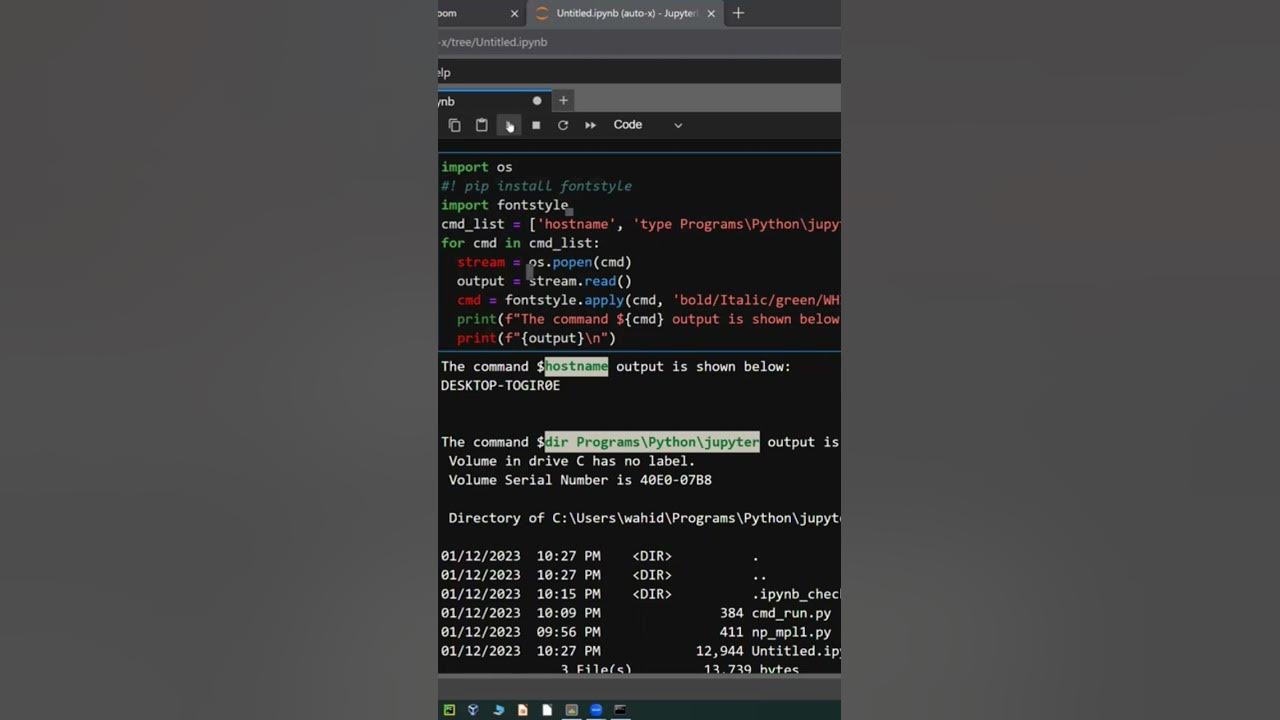 Python Jupyter Lab Use Ospopen Method To Execute Any Os Commands And Programs Youtube