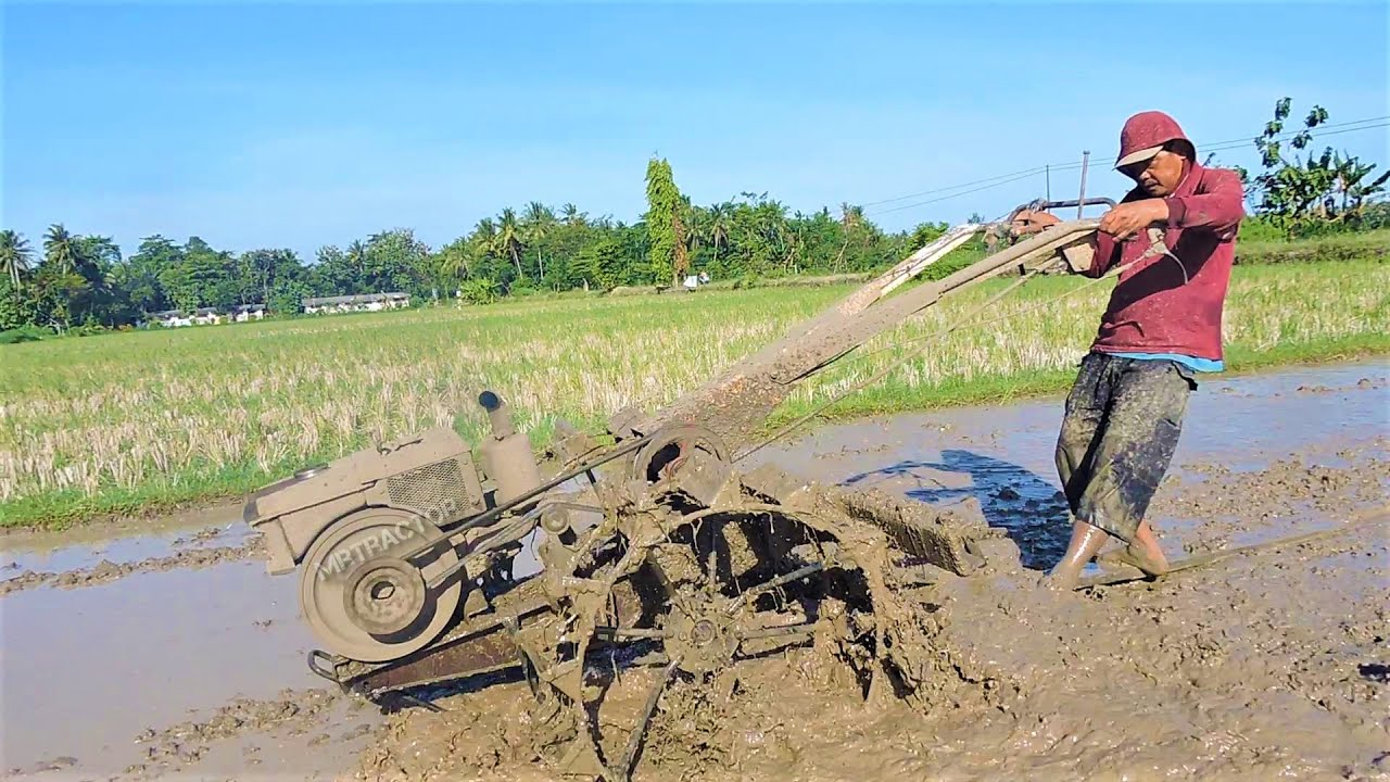 Diesel Hand Tractor Ripping The Mud - YouTube