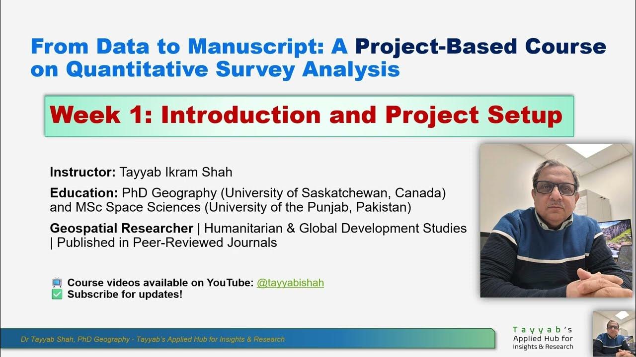 From Data to Manuscript Course - Week 1, Part1: Introduction and Project Setup - YouTube