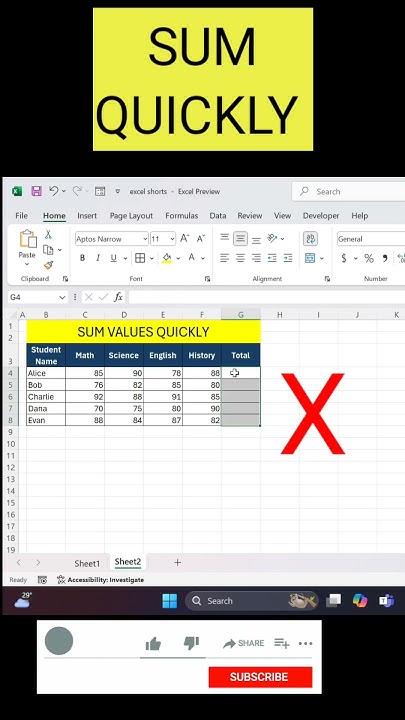Sum Quickly In Excel | Excel For Freshers #excelgurutamil - YouTube