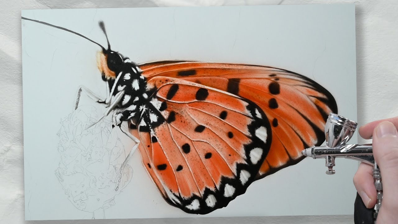 PAINT a BUTTERFLY! (NEW airbrush painting tutorial) - YouTube