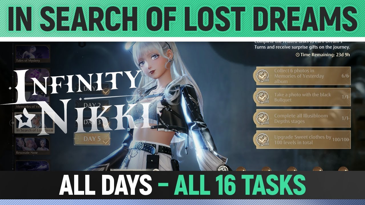 Infinity Nikki - In Search of Lost Dreams - All Days - All 16 Tasks - YouTube