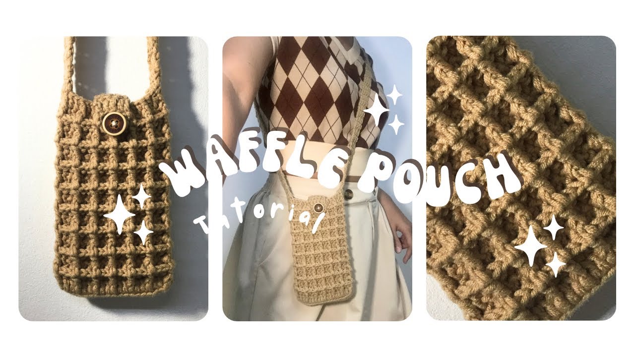Crochet waffle phone pouch | tutorial + written pattern - YouTube