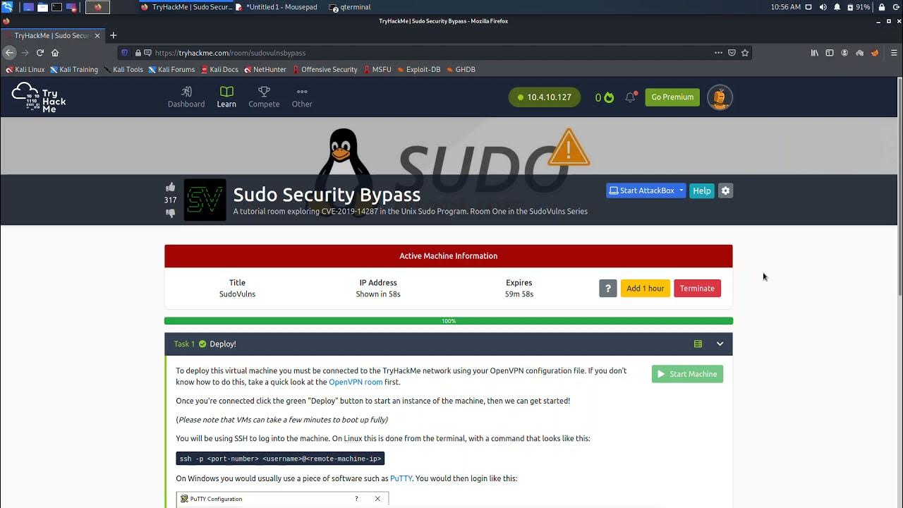 TryHackMe Sudo Security Bypass CVE 2019 14287 - YouTube