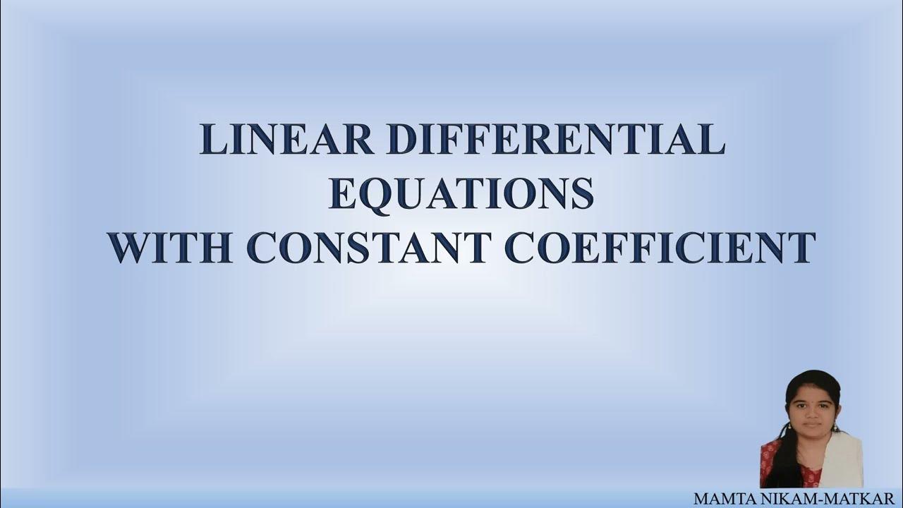 COMPLEMENTARY FUNCTION | LINEAR DIFFERENTIAL EQUATION - YouTube