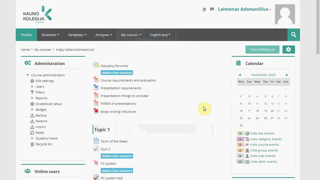 Moodle lesson. Enrolment key EN - YouTube