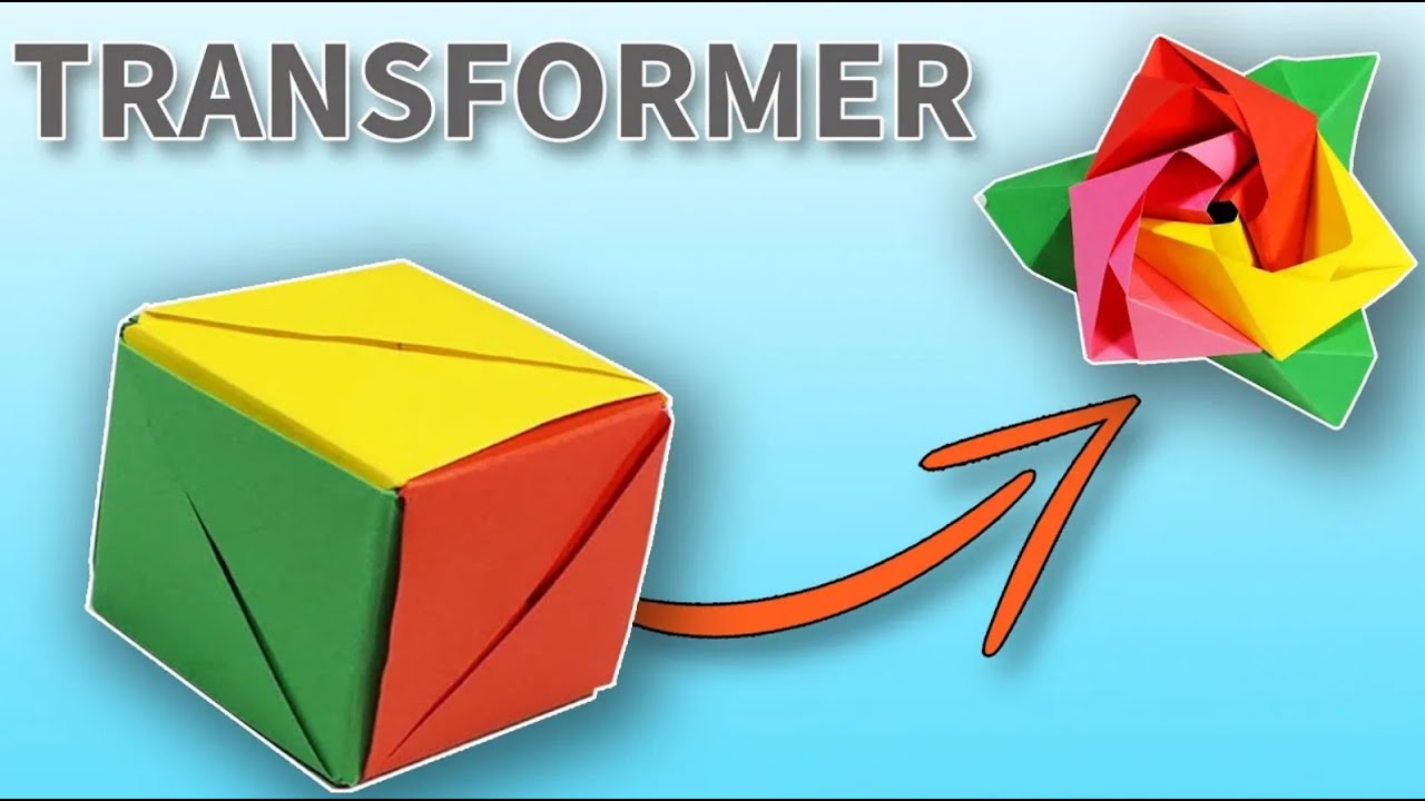 Paper transformer rose turns into a cube / la rosa se convierte en un ...