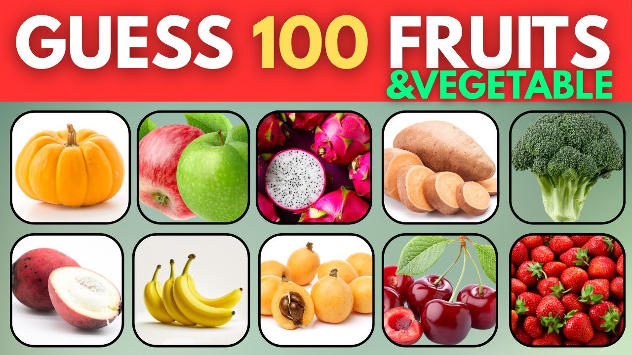 Guess the Fruit and Vegetable in 5 seconds 🍌🍇 Easy to Impossible / IQ ...