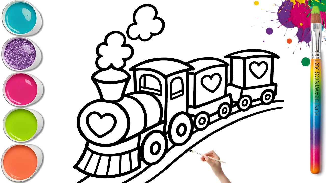 Easy Rainbow Train Drawing 🚂🌈Draw and Paint Easy Step by Step Tutorial ...